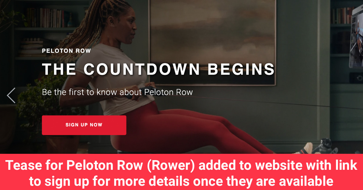 Peloton Row (Peloton Rower) added to website as a "Coming Soon" teaser ...