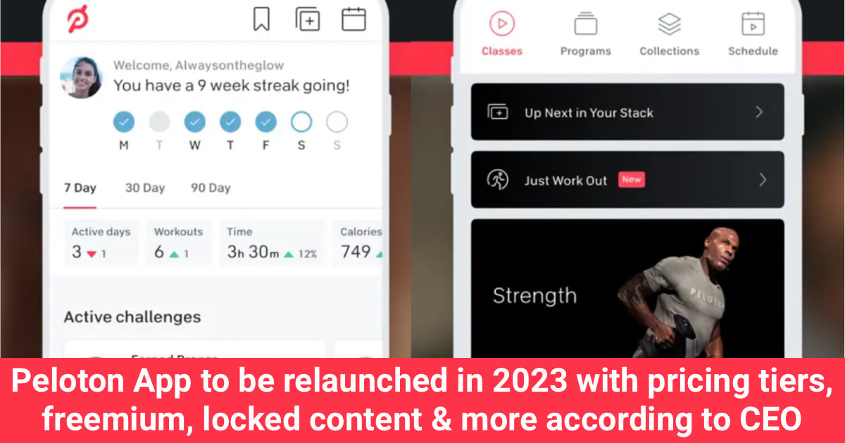 Peloton App to be relaunched in 2023 with pricing tiers, freemium ...