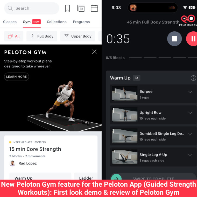 New Peloton Gym feature for the Peloton App (Guided Strength Workouts ...