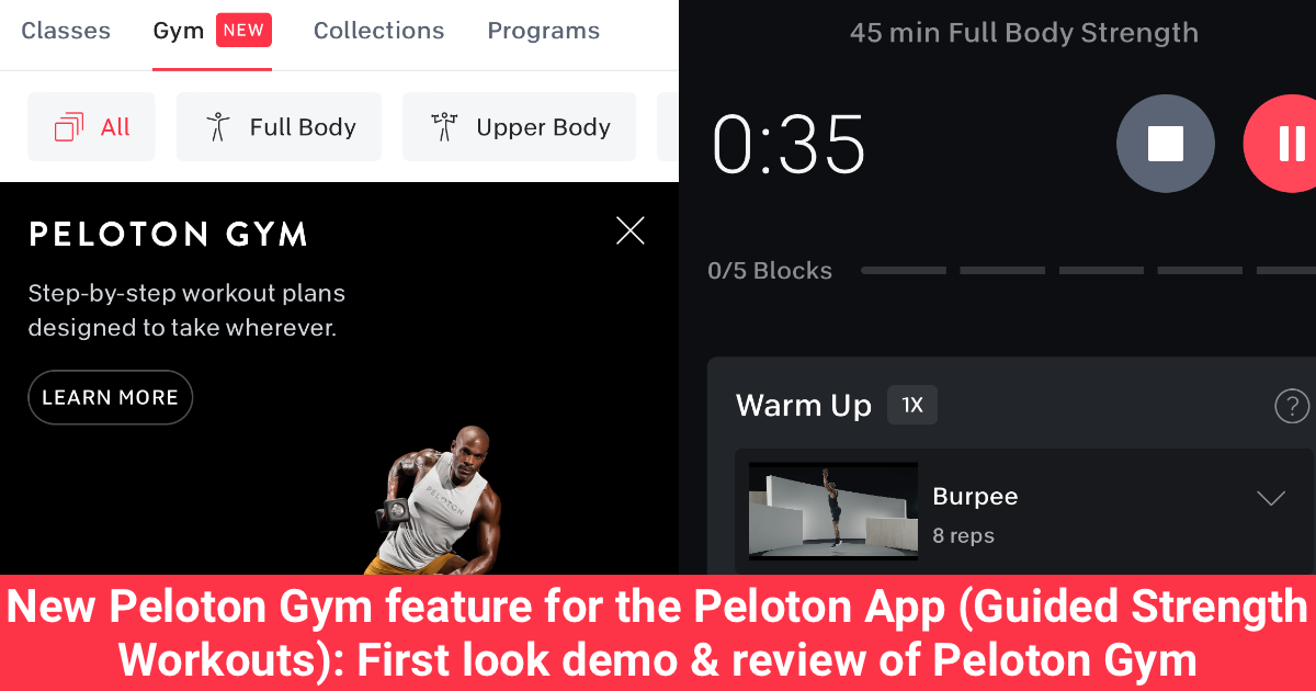 New Peloton Gym feature for the Peloton App (Guided Strength Workouts ...