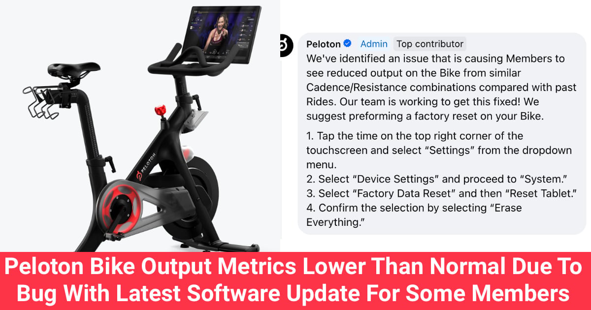Peloton Bike Output Metrics Lower Than Normal Due To Bug With Latest ...