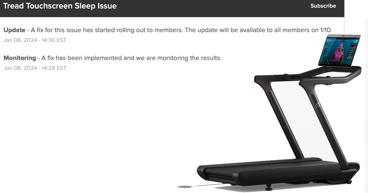 Peloton Rolling Out Fix for Tread Screen Sleep Issue - Peloton Buddy