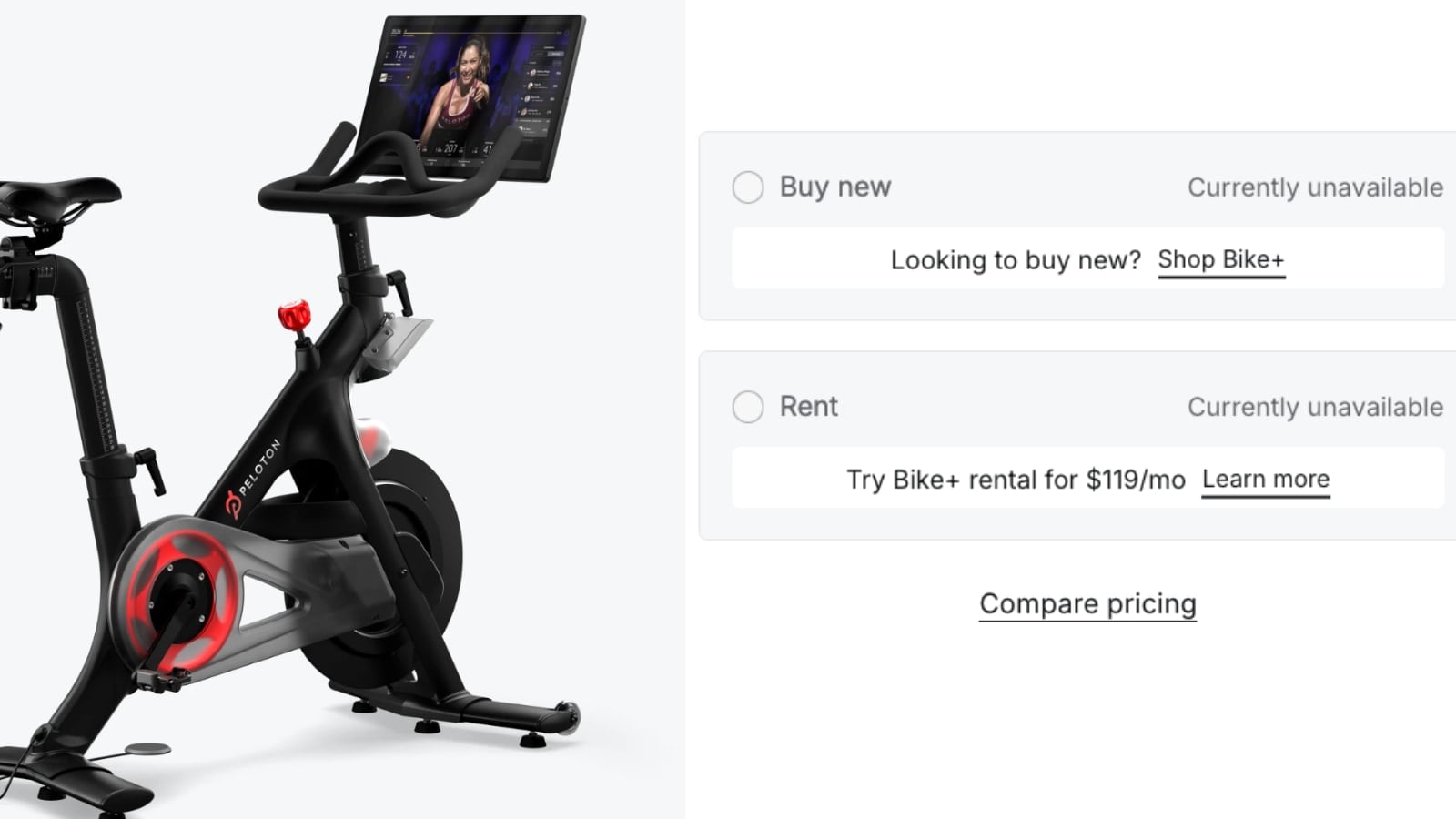 Original Peloton Bike is currently not available for sale in US ...
