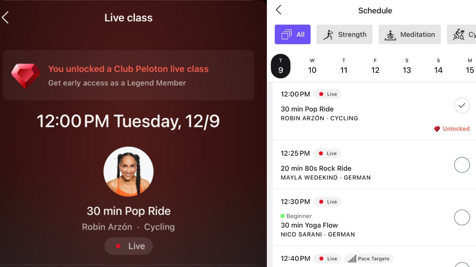 First "Club Peloton Live Class" On The Peloton Class Schedule - Peloton ...