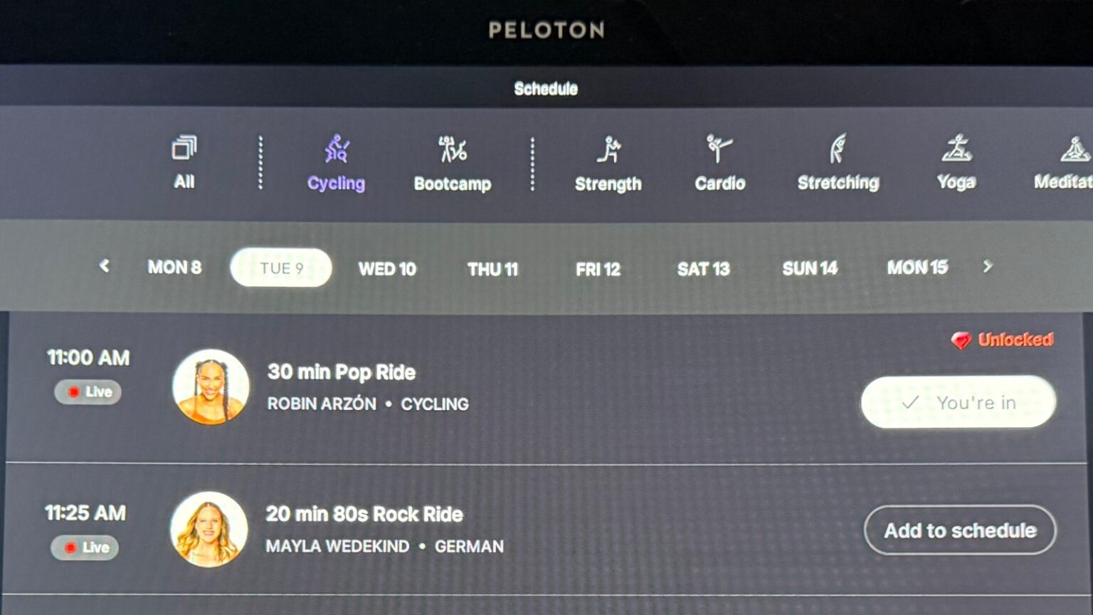 First "Club Peloton Live Class" On The Peloton Class Schedule - Peloton ...